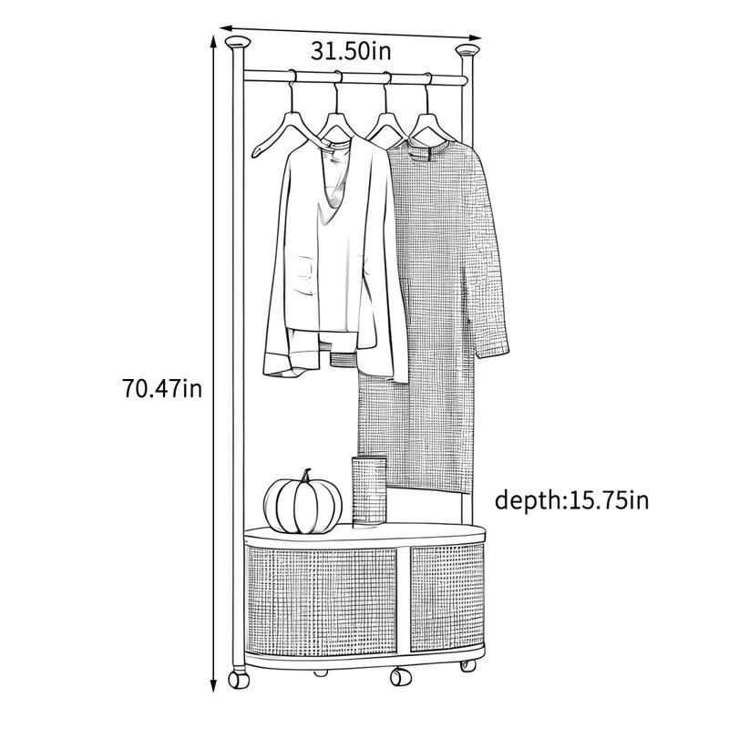 PPEDKS Rounded Solid Wood Coat Rack with Woven Rattan | Wayfair